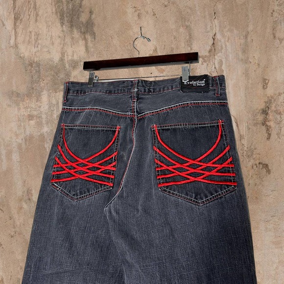 Evolution | Jeans | Vintage Rap Style Jeans Smoke Black Crimson Red ...